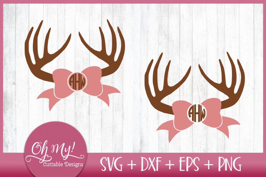 Antler Monogram Frame SVG DXF EPS Cutting File