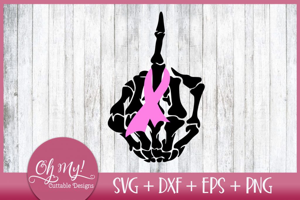 Breast Cancer Awareness Ribbon Middle Finger SVG DXF EPS Cutting File