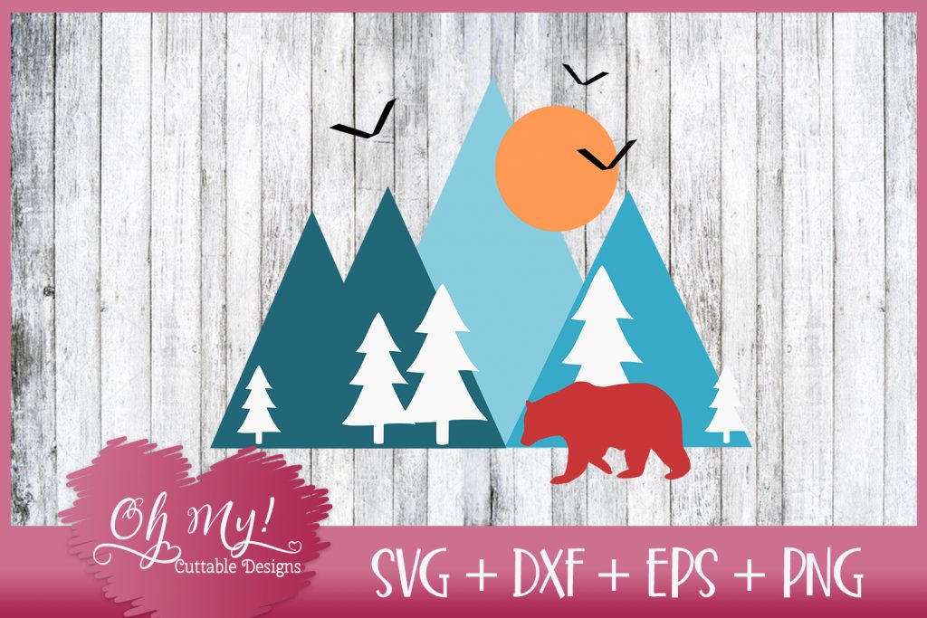 Forest Mountain Scene SVG DXF EPS Cutting File