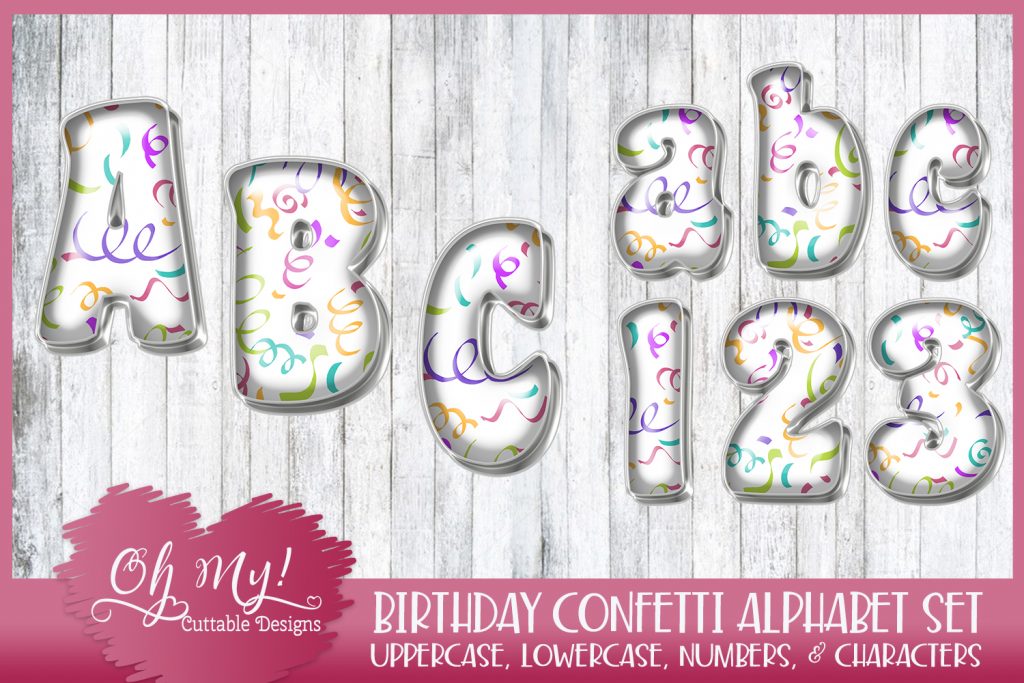 Birthday Confetti Alphabet Set PNG Printables