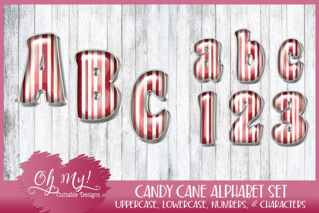 Candy Cane Alphabet Set PNG Printables