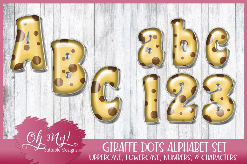 Giraffe Polkadots Alphabet Set PNG Printables