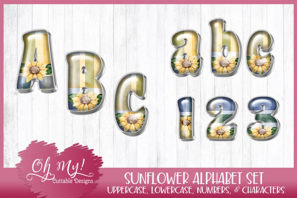 Sunflower Alphabet Set PNG Printables