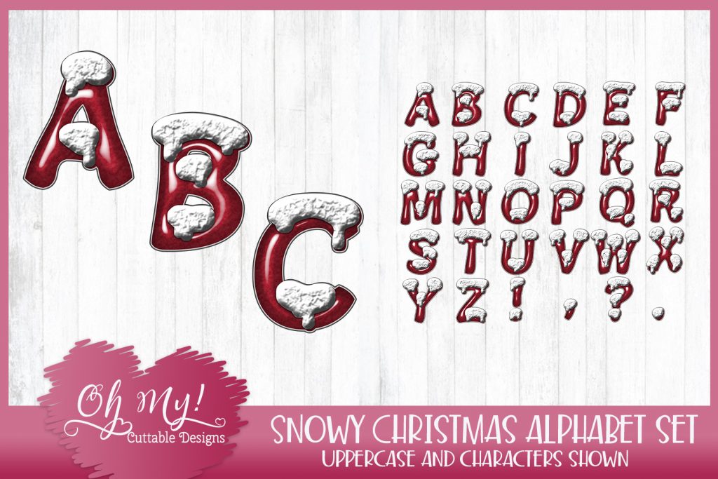Snowy Christmas Alphabet Set PNG Printables