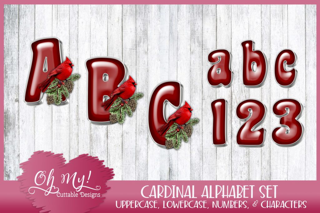 Cardinal Alphabet Set PNG Printables