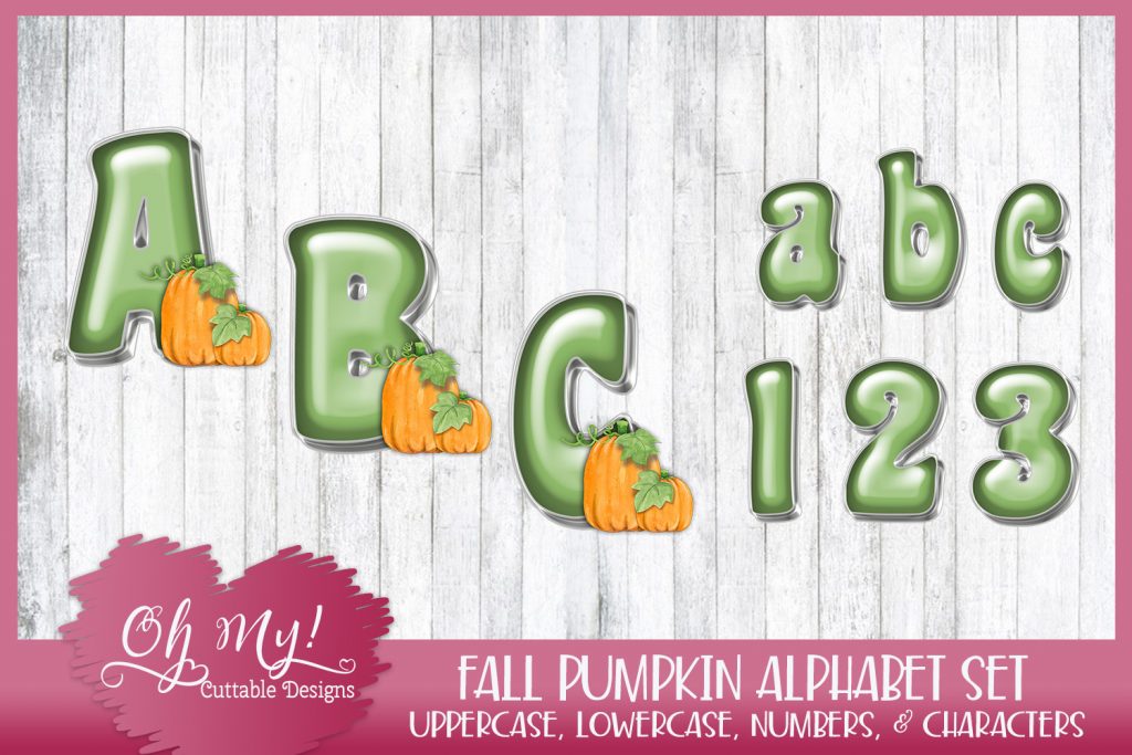 Fall Pumpkin Alphabet Set PNG Printables