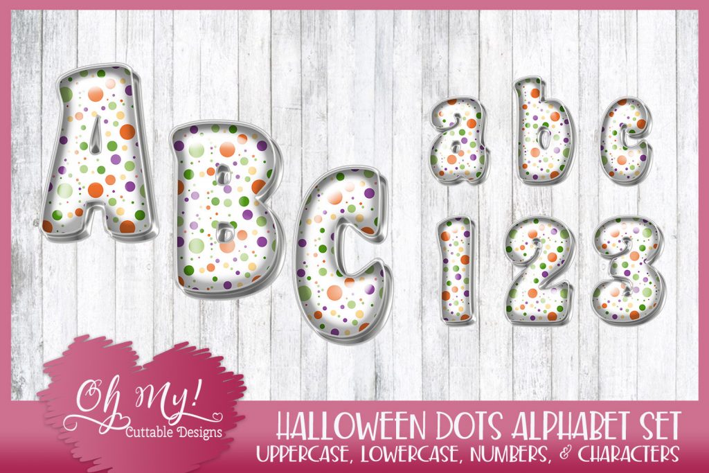 Halloween Polkadots Alphabet Set PNG Printables