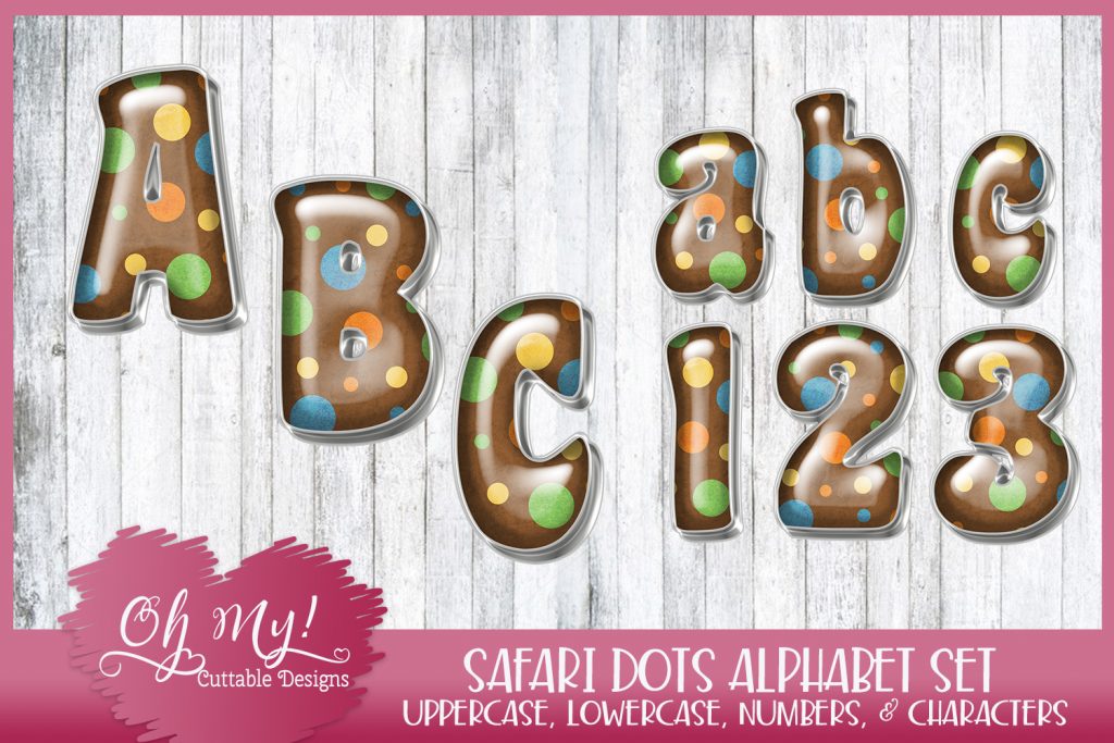 Safari Polkadot Alphabet Set PNG Printables